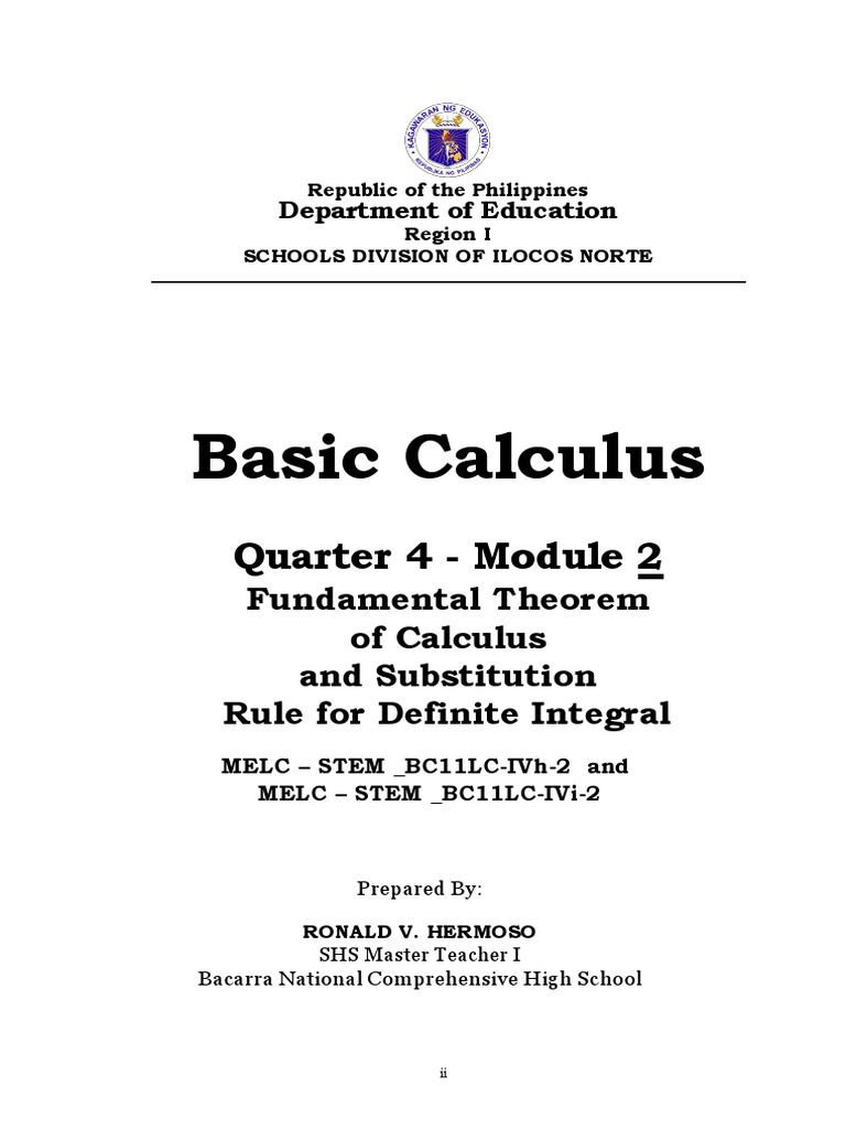 Basic Calculus 11 Q4 Week4 7 Mod2 | PDF | Integral | Mathematical Objects