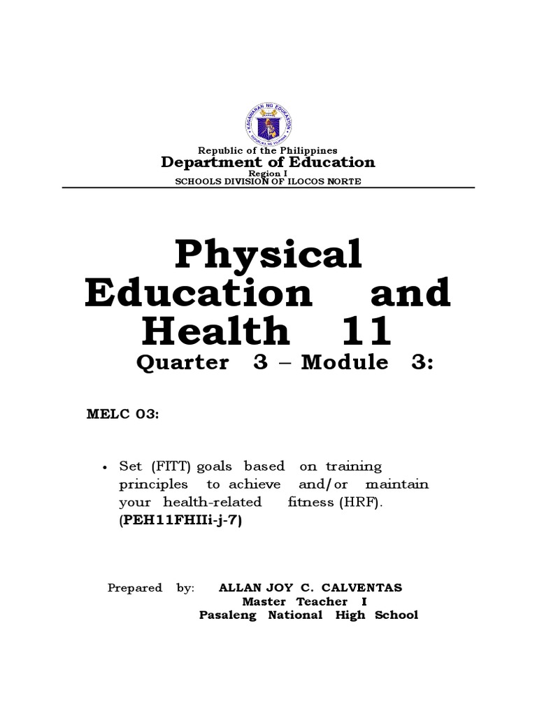 PEH 11 Q3 Module 3 To Be Print Final | PDF | Physical Fitness | Aerobic ...