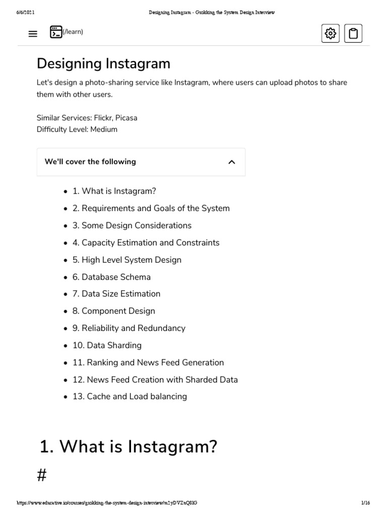 Designing Instagram - Grokking The System Design Interview | PDF | Cache (Computing) | No Sql
