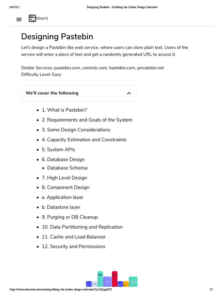 Designing Pastebin - Grokking The System Design Interview | PDF