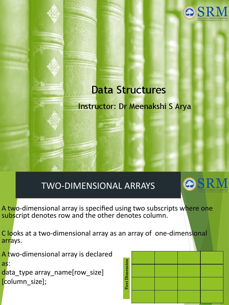 Unit 2 - Lecture 1 - Multidimensional Arrays - Applications of Arrays ...