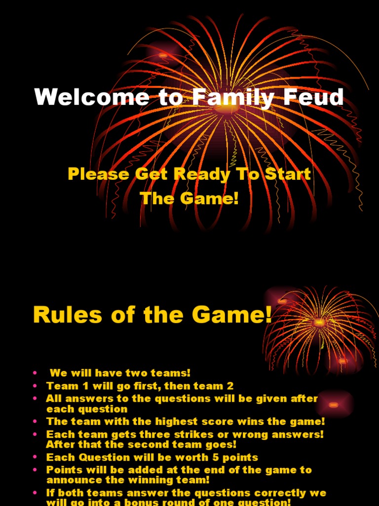 Welcome To Family Feud: Please Get Ready To Start The Game! | PDF | Web ...