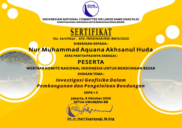 Sertifikat Webinar KNI-BB 2020 | PDF | Sains & Matematika
