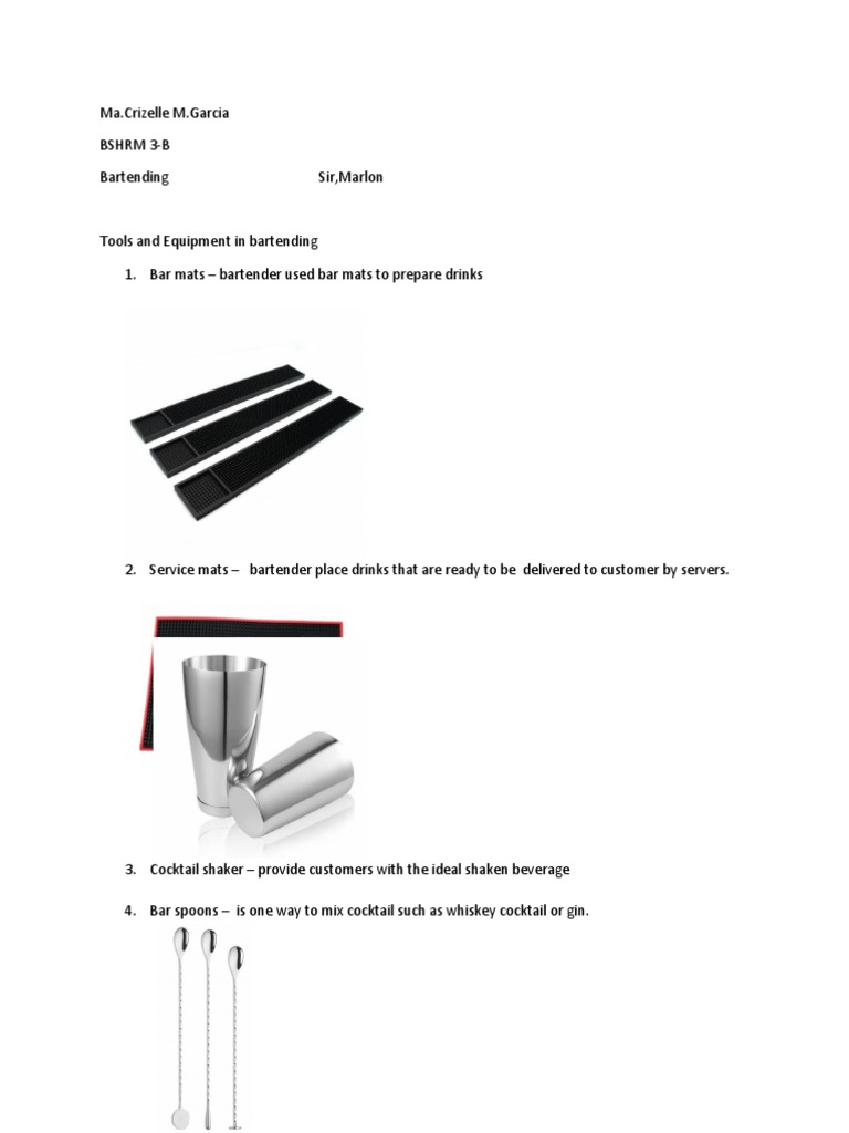 Essential Bartending Tools & Equipment | PDF | Cooking, Food & Wine
