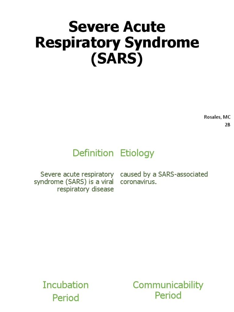 Severe Acute Respiratory Syndrome (SARS) | PDF | Animal Diseases ...