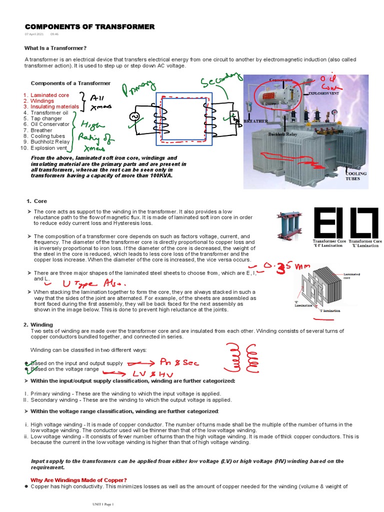 Components of Transformers | PDF | Transformer | Components