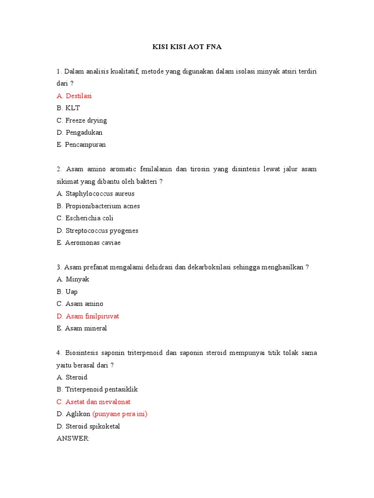 1 Kisi Kisi Uts Aot | PDF | Sains & Matematika
