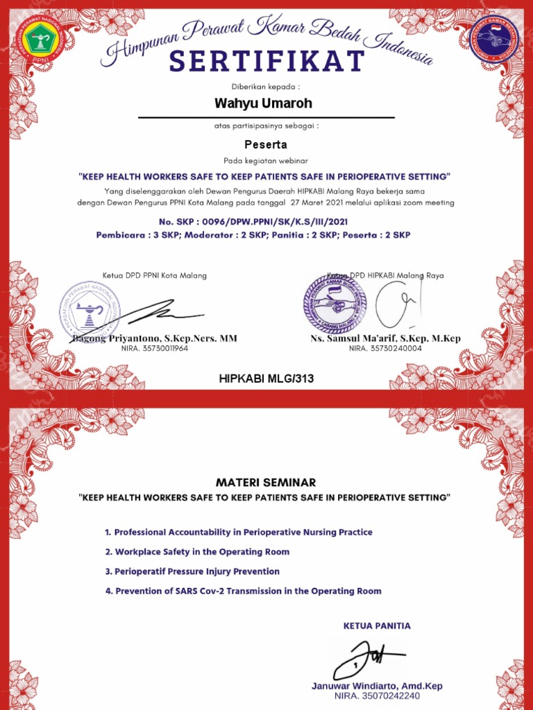 Sertifikat HIPKABI MLG | PDF