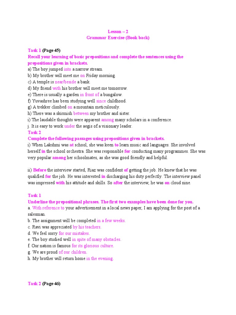 (XII) Lesson - 2 Book Back Grammar Ex. | PDF | Grammar | Syntax