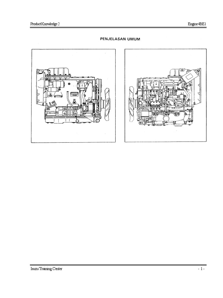 Product Knowledge 2 Engine 4BE1: Isuzu Training Center - 1 | PDF ...