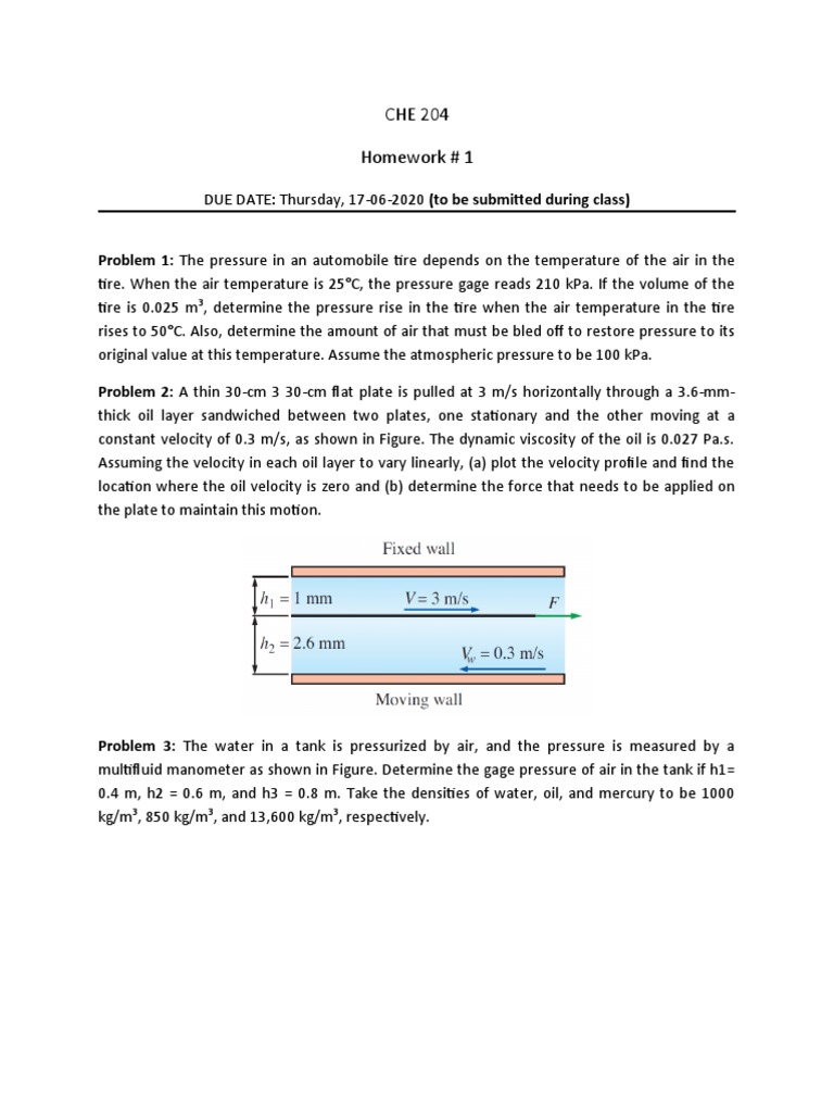 Homework - 1 | PDF | Pressure Measurement | Pressure