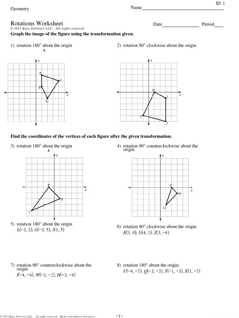 Geometry Rotations Worksheet With Reflections 1 | PDF | Classical ...