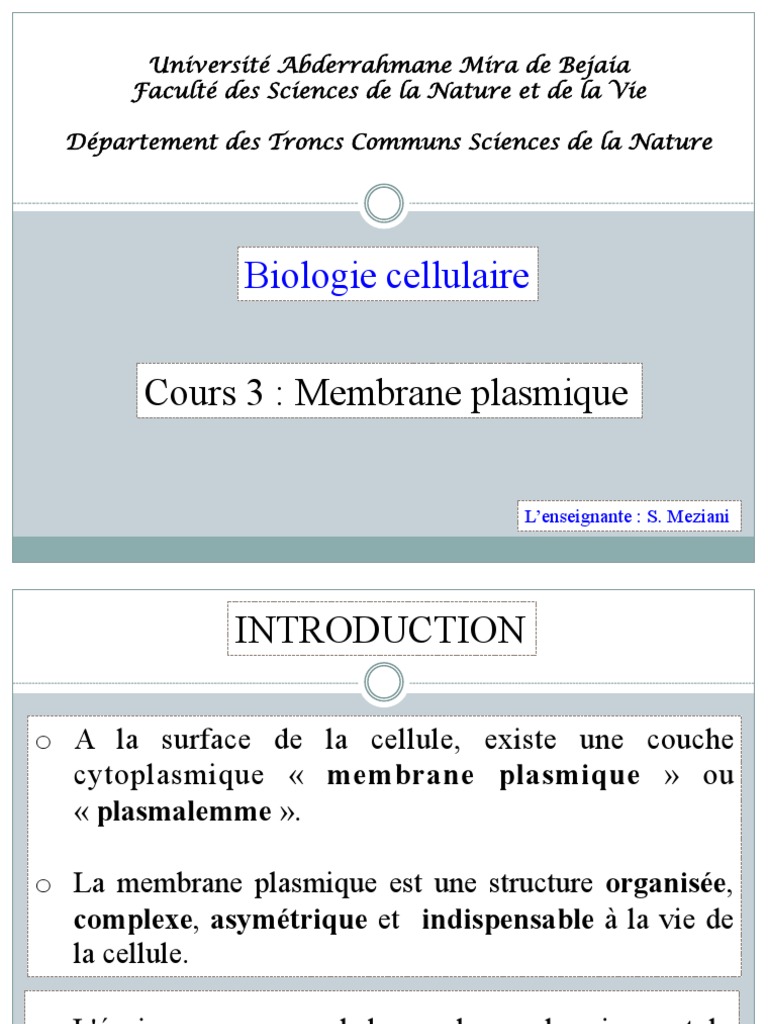 Membrane Plasmique | Descargar gratis PDF | Phospholipide | Membrane cellulaire