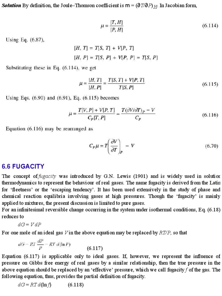 Thermodynamics: Fugacity Explained | PDF | Gases | Enthalpy