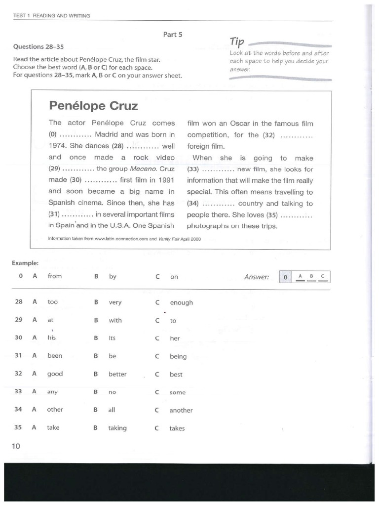 KET Part 5 - TEST 2 | PDF