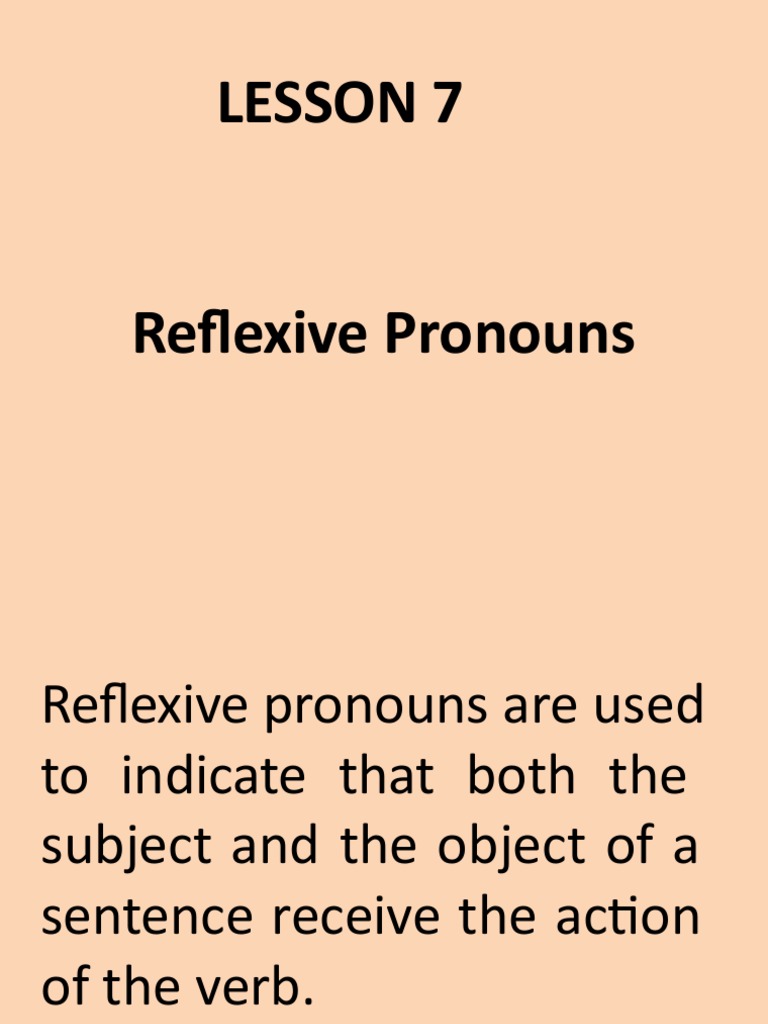 Lesson 7 - Reflexive Pronouns and Lesson 8 - Intensive Pronouns | PDF ...