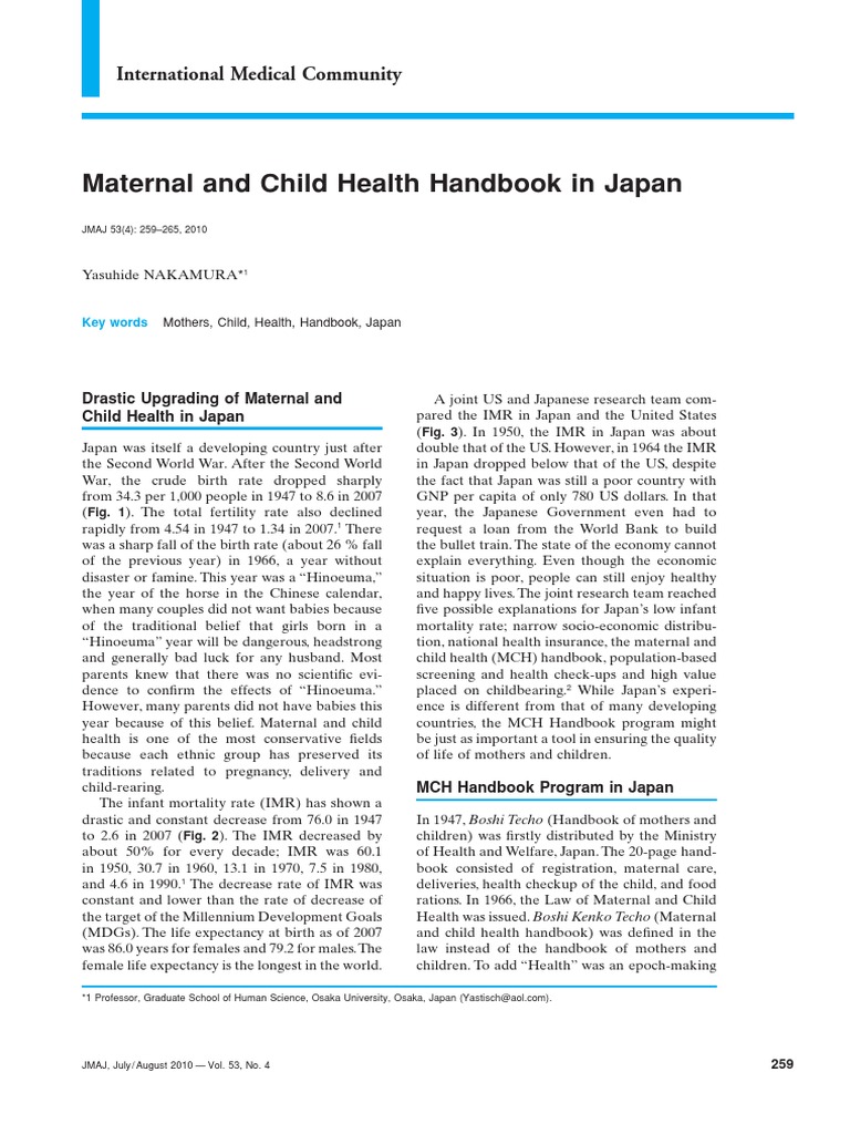 Maternal and Child Health Handbook in Japan: International Medical ...