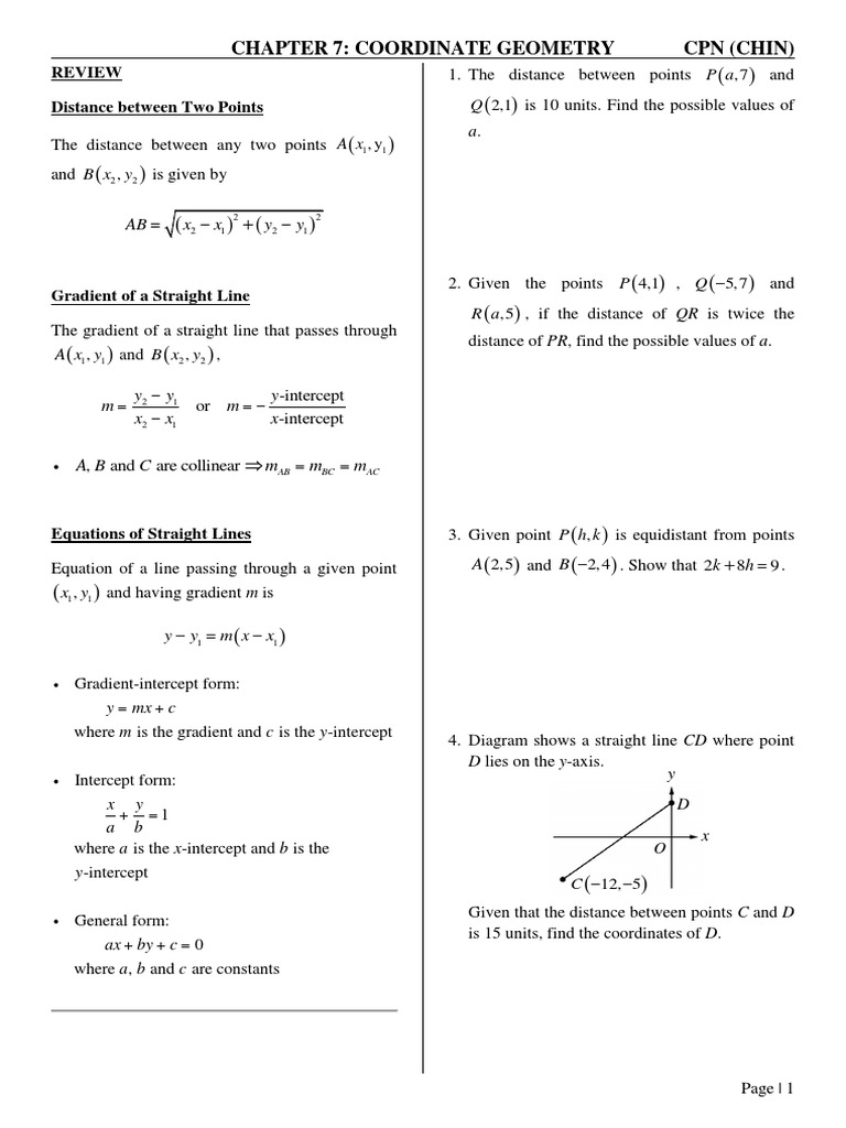 F4 AM Chapter 7 - Coordinate Geometry | PDF | Line (Geometry ...