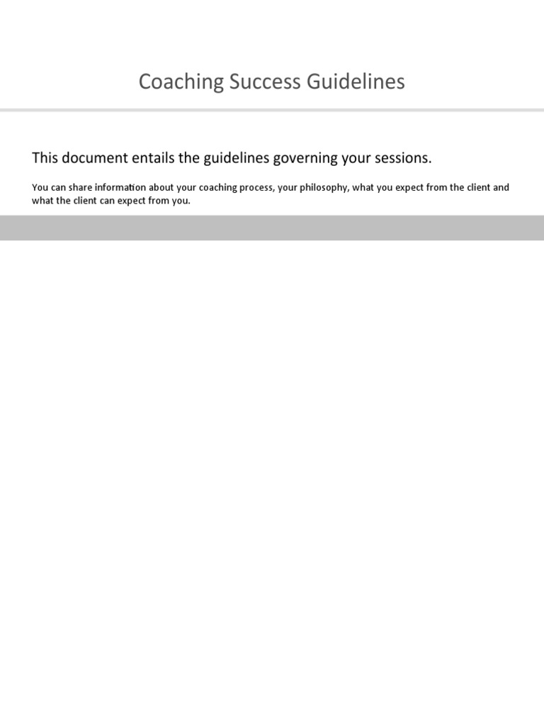 Coaching Success Guidelines Overview | PDF | Career & Growth