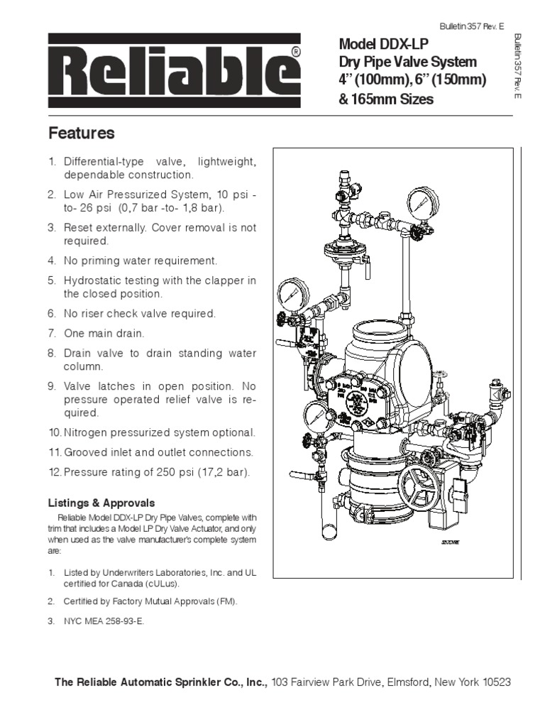 Reliable - Dry Pipe Valve System | PDF | Fire Sprinkler System | Valve