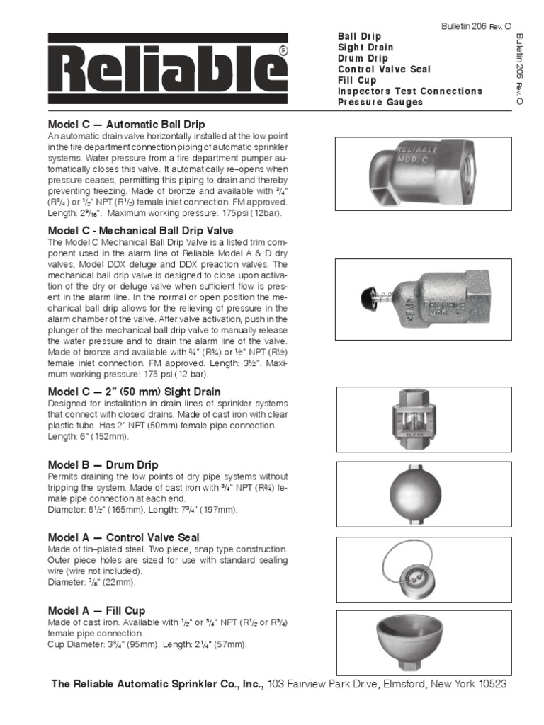 Reliable - Ball Drip | PDF | Pipe (Fluid Conveyance) | Fire Sprinkler ...