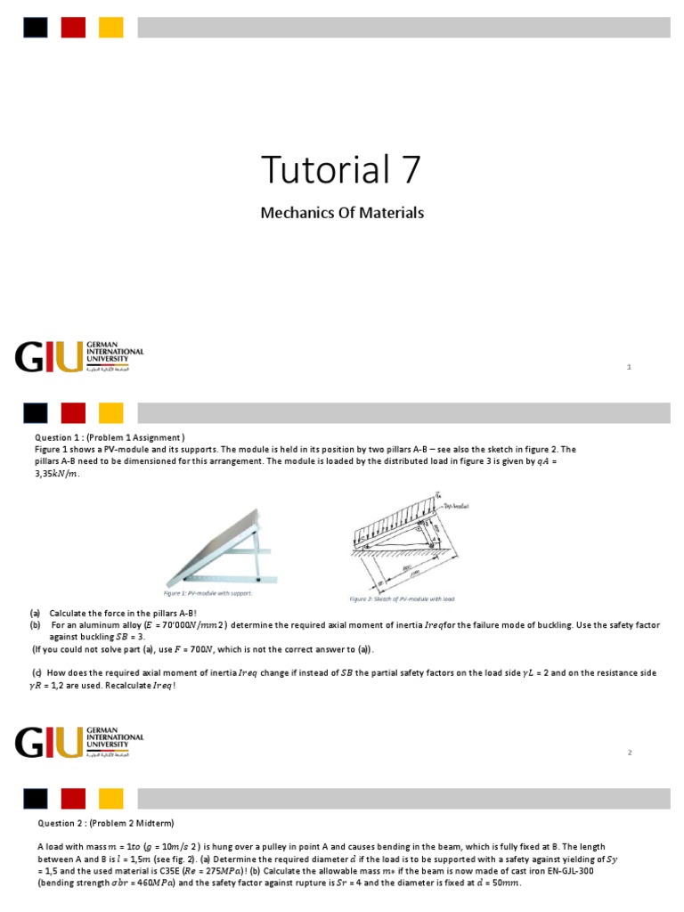 Midterm 2021 - Tutorial 7 | PDF | Bending | Stress (Mechanics)