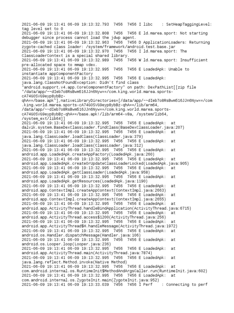 Android App Debugging Logs Analysis | PDF | Java (Programming Language) | Android (Operating System)
