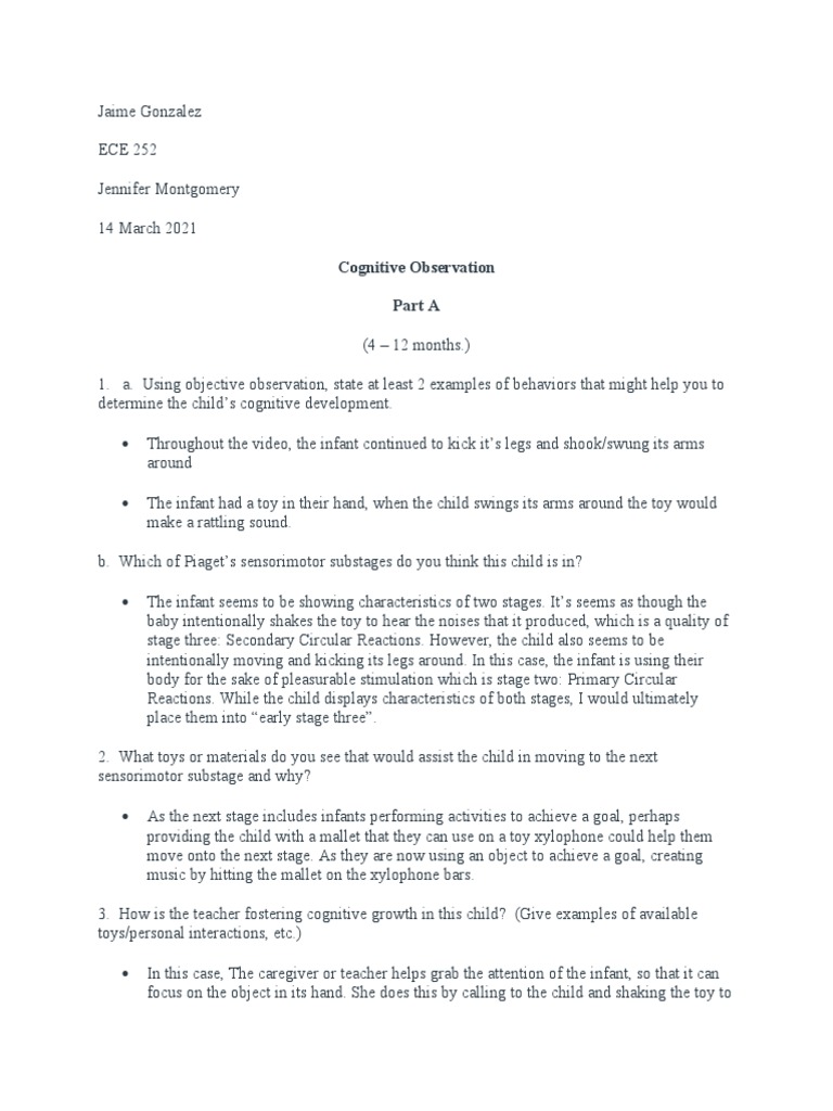 Cognitive Observation | PDF | Cognitive Development | Cognitive Science