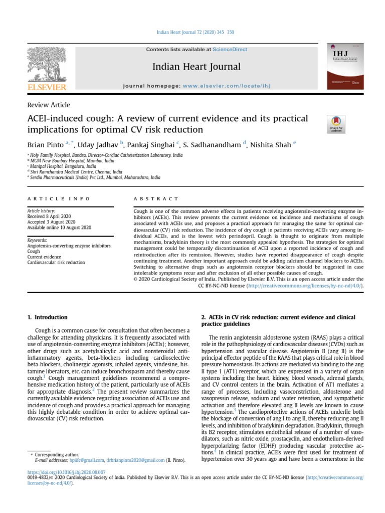 ACEI Induced Cough A Review of Current Evidence and Its Pra - 2020 ...