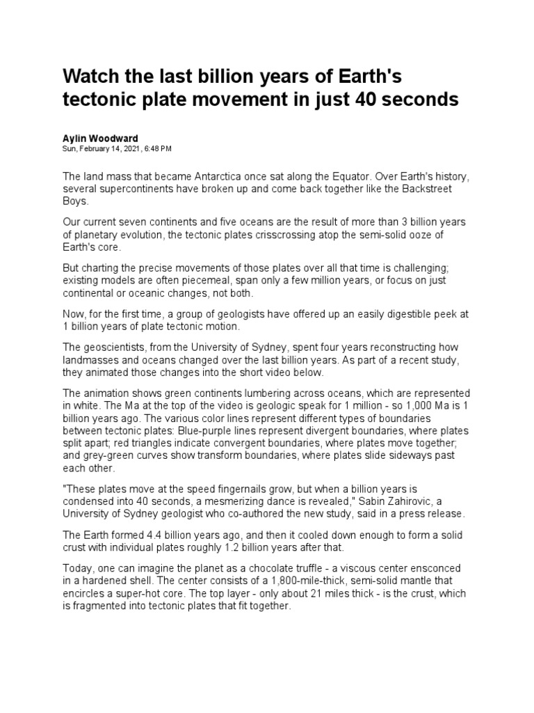 Watch The Last Billion Years of Earth's Tectonic Plate Movement in Just ...
