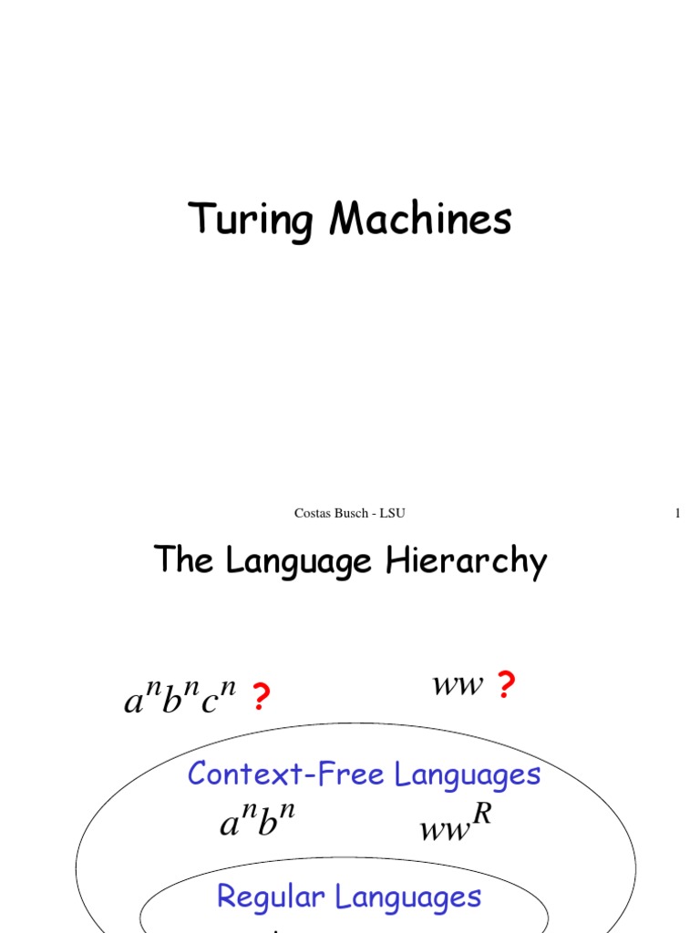 Turing Machines: Costas Busch - LSU 1 | PDF | Theory Of Computation | Theoretical Computer Science