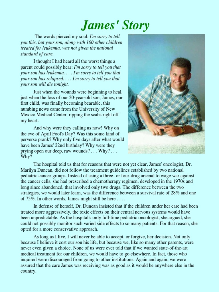 James' Story | PDF | Leukemia | Chemotherapy