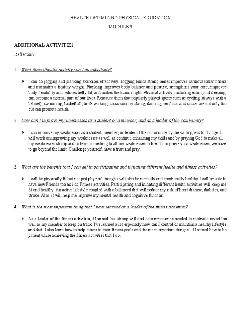 Dialogue on Health and Fitness Activities | PDF