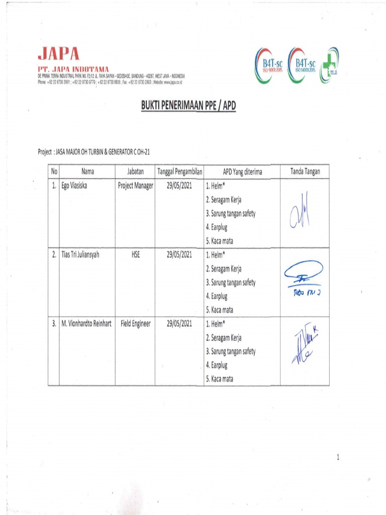 Bukti Penerimaan PPE | PDF
