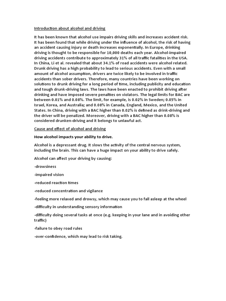 How Alcohol Impacts Your Ability To Drive | PDF | Driving Under The ...