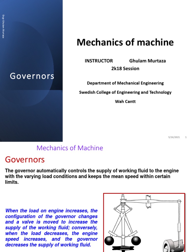 Mechanics of Machine: Governors | PDF | Machines | Lever