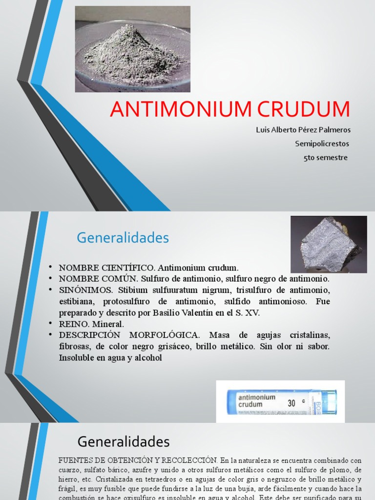 Usos y propiedades de Antimonium Crudum | PDF | Estómago | Diarrea
