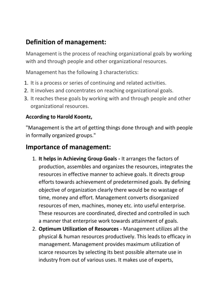 Importance and Roles of Management | PDF | Goal | Resource