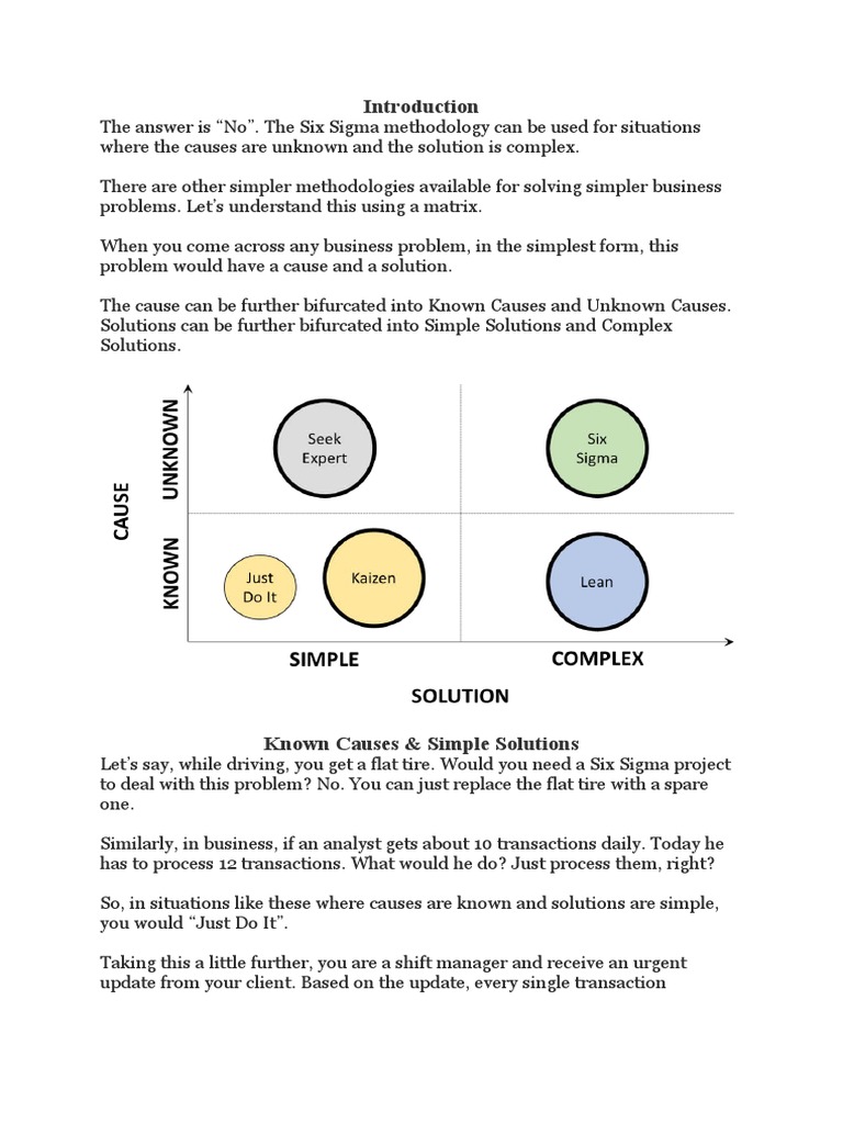 Cause-Solution Matrix in Business Problems | PDF | Six Sigma | Business