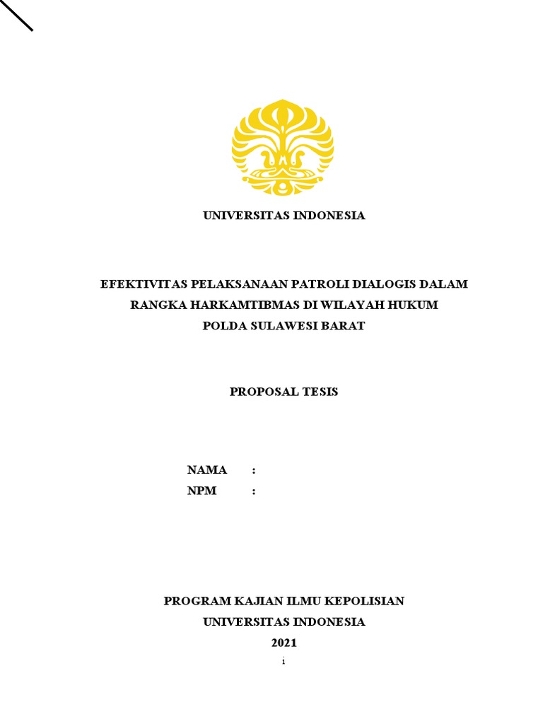 Proposal Tesis Kik S2 Ui | PDF