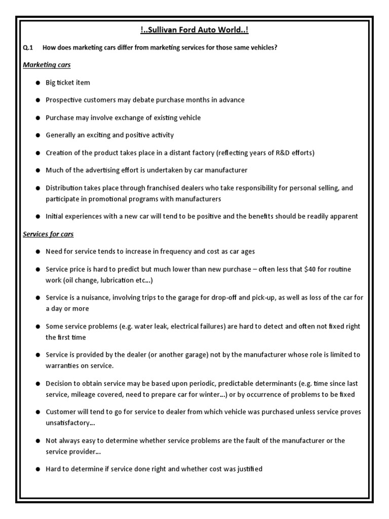 Sullivan Ford Auto World Answers Pdf Car Dealership Sales