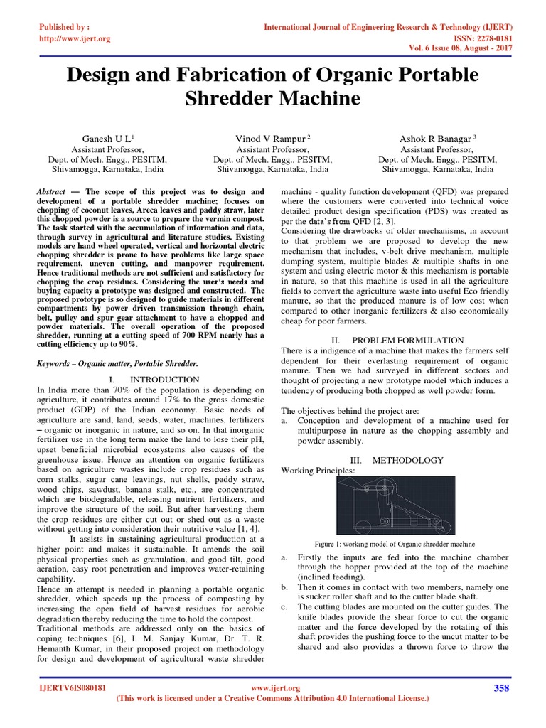 Portable Organic Shredder Design | PDF | Belt (Mechanical) | Metal ...