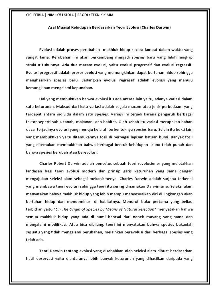Teori Evolusi Charles Darwin | PDF