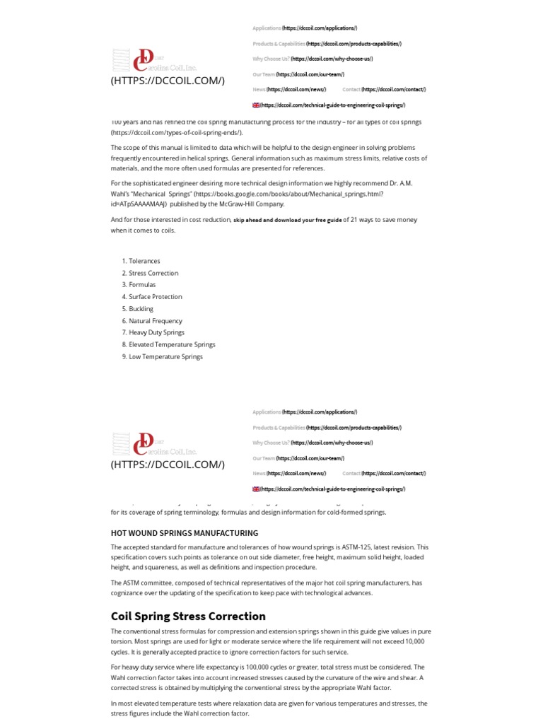 Compression Spring Material and Formulas | PDF | Stainless Steel ...