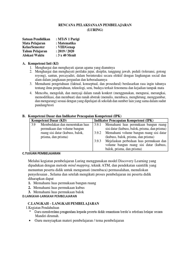 Contoh RPP SMA Luring | PDF