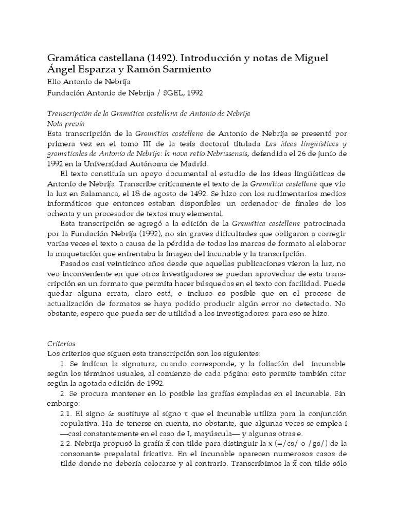Gramática de Nebrija: 1492 | PDF | Puntuación | latín