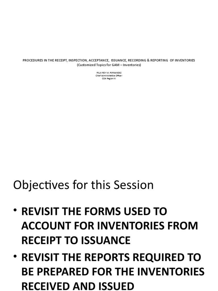 GAM Inventory Receipt and Reporting Procedures | PDF | Inventory ...