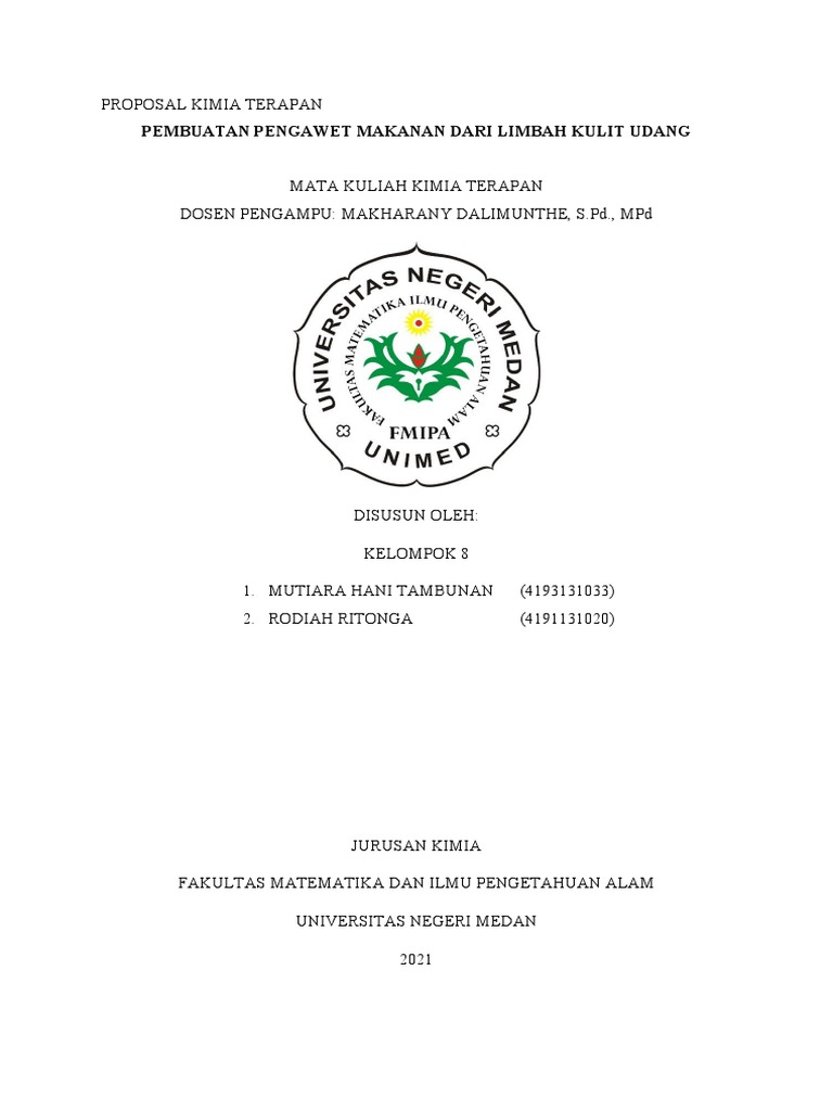 Proposal Kimia Terapan | PDF
