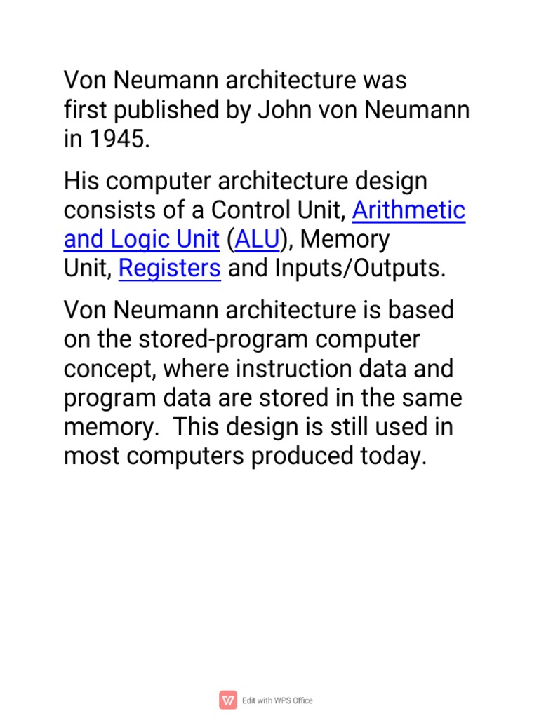 Von Neumann Architecture | Download Free PDF | Computer Hardware ...