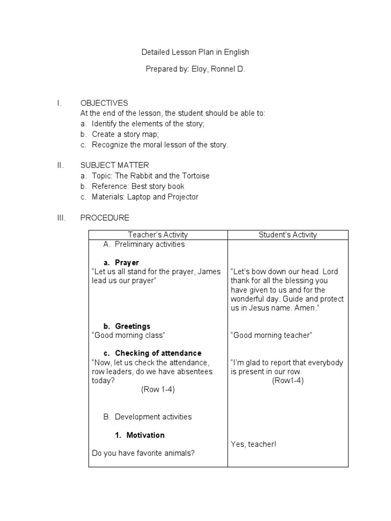 Detailed Lesson Plan in English | Download Free PDF | Narrative